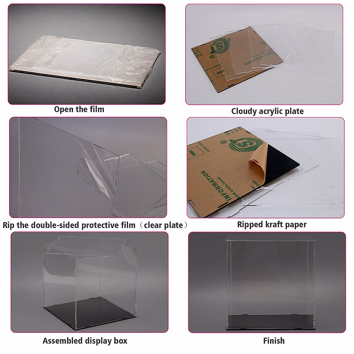 Evron Display Case for Collectibles Assemble Clear Acrylic Box Alternative Glass Case for Display Action Figures Home Storage & Organizing Toys (9.8x9.8x15.7inch;25x25x40cm)