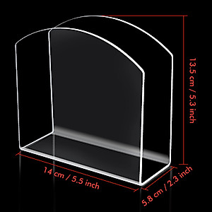 Kamehame 2Pcs Acrylic Napkin Holders for Tables Clear Napkin Dispenser Vertical Freestanding Napkin Stand