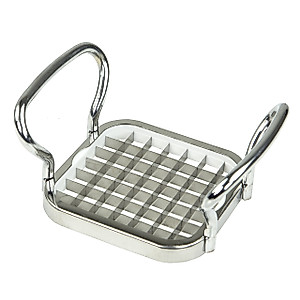 French Fry Cutter By Home Basics, French Fry Cutter Stainless Steel French Fry Slicer | With Easy Grip Handles,Silver