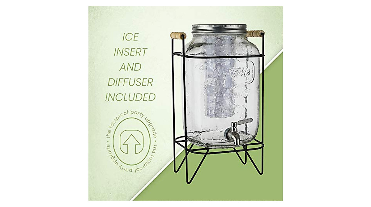 2 Gallon Glass Beverage Dispenser for Iced Tea & Infused Water