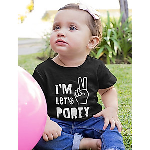 I'm Two Let's Party 2nd Birthday Shirt Gifts for 2 Year Old Boy Girl Toddler Kids T-Shirt 3T Black
