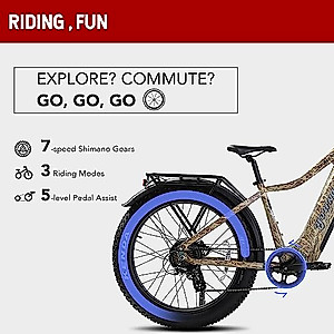 Young Electric E-Scout PRO, 750W Electric Bike Adults, 80Miles Motor Ebike, 48V 20Ah Battery, 26'' Fat Tire 28MPH Men Women Bicycle for Snow Beach Mountain Off Road Commuter (Desert Camo)