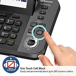 PANASONIC Bluetooth Corded / Cordless Phone System with Answering Machine, Enhanced Noise Reduction and One-Touch Call Block - 2 Handsets - KX-TGF382M (Metallic Black)