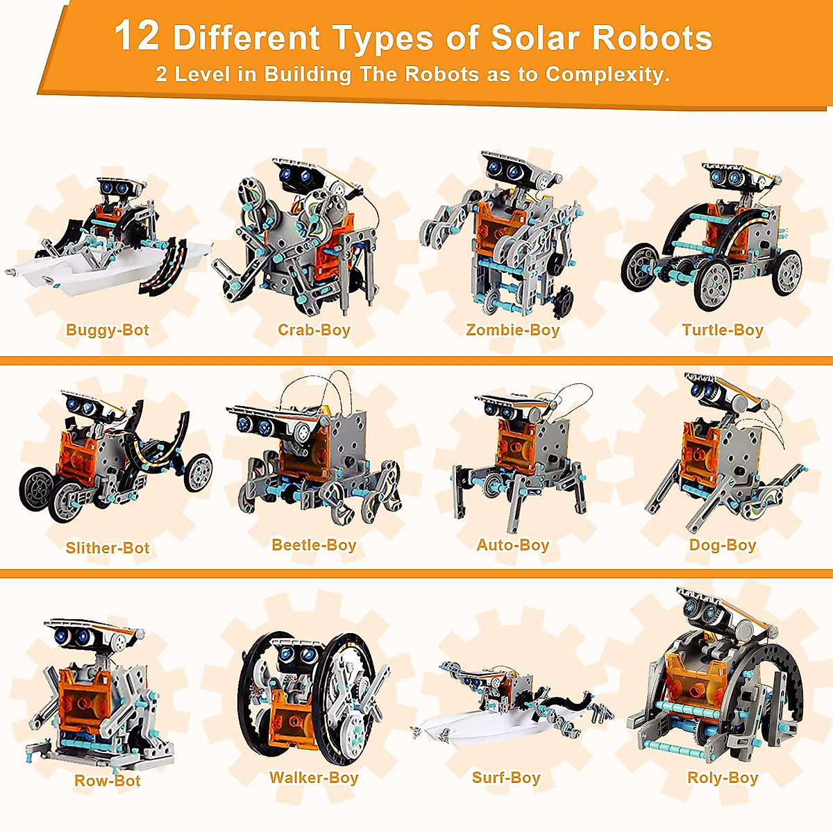 12-in-1 STEM Solar Robot Kit Solar Powered Robotics Science Engineering Building Projects Educational Toys for Kids Boys 8 9 10 11 12+ Years Old