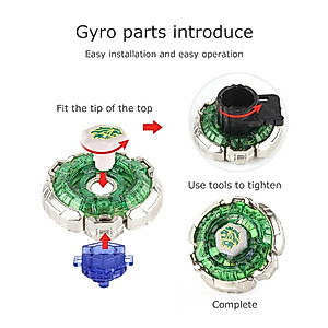 GOIJRER Gyros 4 Pieces Pack Battling Tops Metal Fusion Starter Set with Stickers Two Launchers Gift Idea Toys with Storage Box…