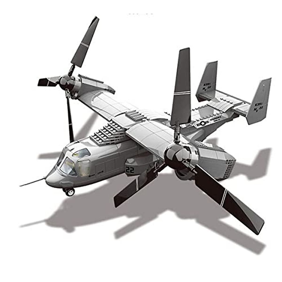 Bell Boeing V-22 Osprey Tiltrotor Aircraft Fighter Model Well Detailed Building Blocks Brick Building Set Aircraft Model Building Toy Plane Helicopter Toy Bricks Set - For Teens and Adults