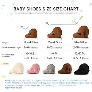 Meckior Baby Girls Cowboy Tassel Boots Side Zipper Moccasins Soft Bottom Non-Slip Toddler Shoe