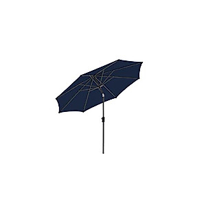 wikiwiki Olefin 9 FT Market Umbrella Patio Outdoor Table Umbrellas with 3-Year Nonfading Olefin Canopy and Push Button Tilt for Garden, Lawn, Backyard & Pool, Navy Blue