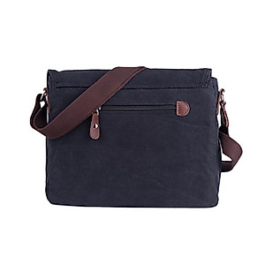 Vintage Men's Canvas Messenger Bag Laptop Shoulder Satchel Crossbody Sling Bookbag (M36_Black)