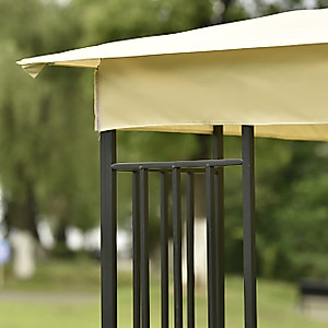 Merax Hardtop Gazebo - Outdoor Canopy Tent with Netting for Patio Garden Backyard (Beige)