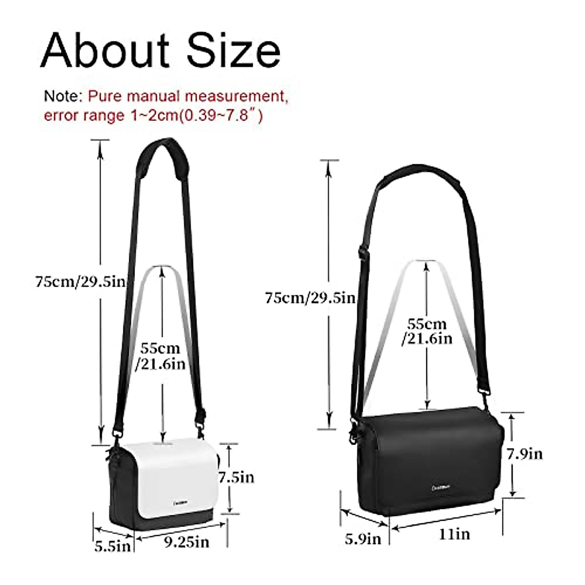 Cwatcun Camera Shoulder Bag, Waterproof Camera Crossbody Case, Compact Photography Backpack, Compatible with Canon/Nikon/Sony/Fuji DSLR/SLR/Mirrorless Camera, Lens and Accessories, White