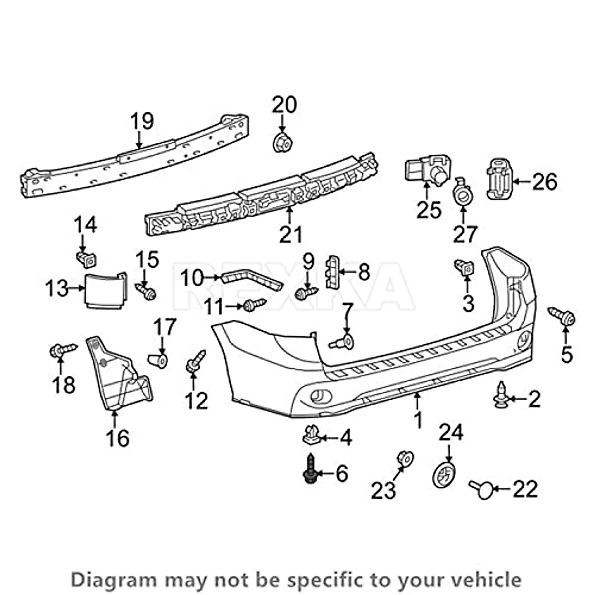 Rexka 30pcs Bumper Cover Rocker Molding Splash Shield Screw for Toyota 90159-60525 Avalon Camry Highlander Sienna Venza