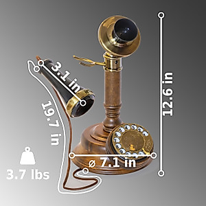 Opis 1921 Cable C: The Wood Candlestick Retro Telephone/Antique Phone/Old Phone/Retro Phone/Rotary Phone/Old Telephone/Vintage Phone/Vintage Telephone / 50s Phone/Antique landline Phone