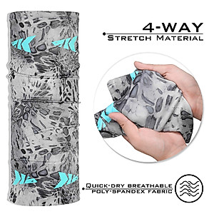 KastKing Sol Armis Neck Gaiter - UPF 50 Face Mask - UV Sun Protection Mask for Men & Women, Fishing, Hiking, Kayaking , Prym1 Camo, RocketPop,19x9.5 Inches,Silver Mist