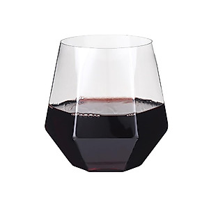 32 Pcs 12 oz Stemless Disposable Wine Cups Plastic Unbreakable Gold Wine Glasses Shatterproof Reusable Whiskey Cocktail Glass For Party