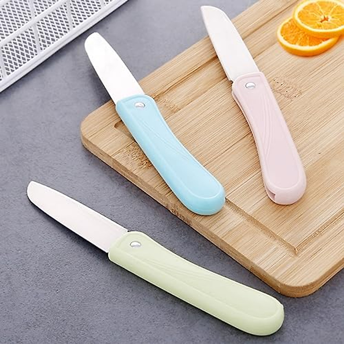 WISELADY Foldable Portability Fruit Knives, Paring Knife, Small Kitchen Knife with Sharp Blade, Paring Knife for Cutting and Preparing Fruit and Vegetables (Pink)