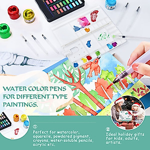 Junreox 12Pcs Watercolor Brush Pens, Premium Water Brush Pen Leakproof with Assorted Tips, Water Brush Pens for Watercolor, Refillable Watercolor Pens, Watercolor Paint Pens, Arts Value Set