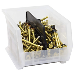 Akro-Mils 30239 AkroBins Plastic Storage Bin Hanging Stacking Containers, (11-Inch x 8-Inch x 7-Inch), Stone, (6-Pack)