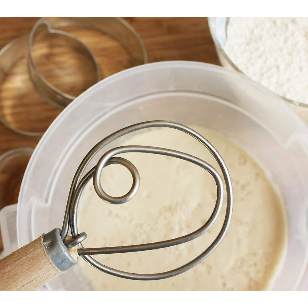CFIKTE 13.5 Inch Stainless Steel Danish Dough Whisk Dutch Dough Whisks Bread Whisk for pastry, pizza. Great alternatives to a blender, mixer or hook（2 Pack）