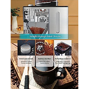 10-Cup Drip Coffee Maker, Brew Automatic Coffee Machine with Built-In Burr Coffee Grinder, Programmable Timer Mode and Keep Warm Plate, 1.5L Large Capacity Water Tank, Removable Filter Basket, 900W