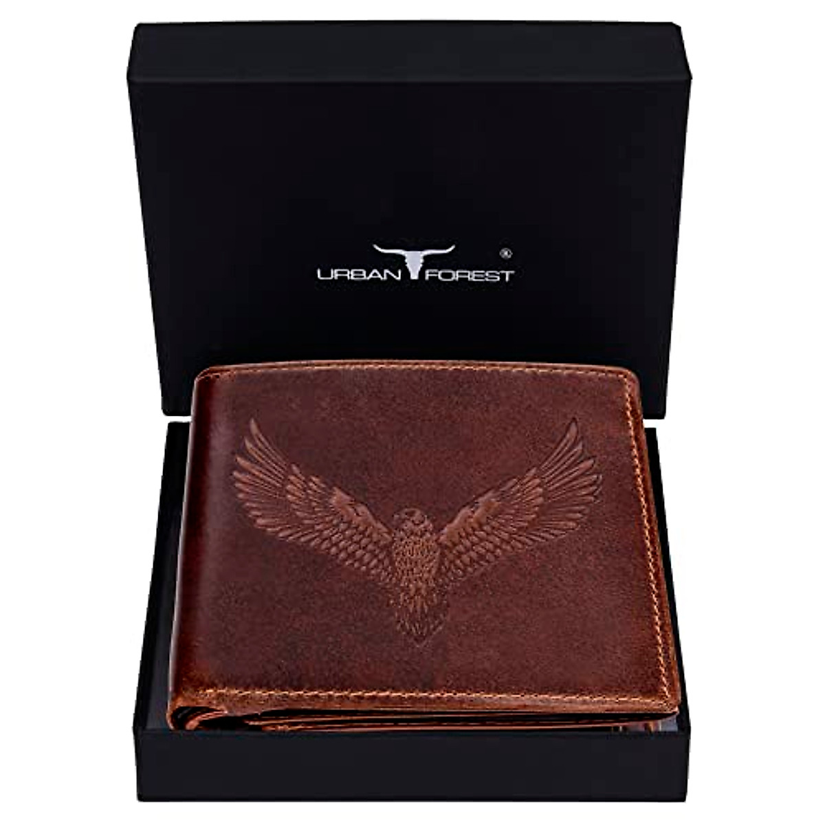 URBAN FOREST Zeus Leather Wallet & Accessory Set for Men, Caramel Brown, Casual