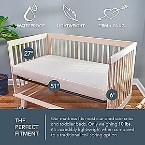 Naturepedic Organic Lightweight Classic Crib Mattress, 2-Stage Natural Mattress for Baby and Toddler Bed, Non-Toxic, 52" x 28"