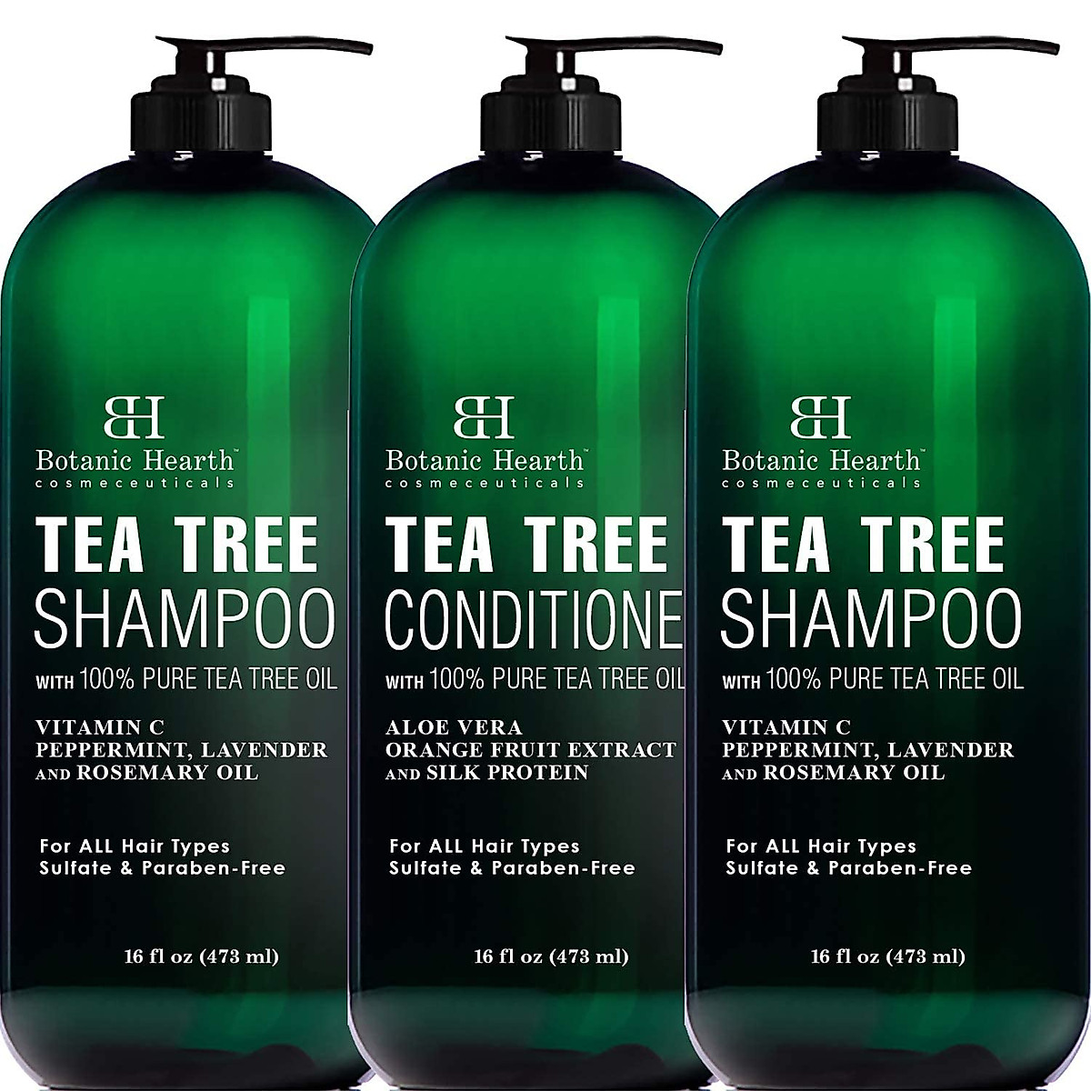 Botanic Hearth Tea Tree Shampoo, Conditioner & 16 oz Shampoo Bundle