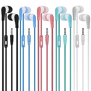 Hongzan Kids Earbuds Headphones with Microphone 10 Pack Wholesale Bulk Earphones for School Classroom Students Teen Children (10 Pack)