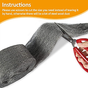 Sukh Steel Wool 0000 10oz(20ft) - 0000 Steel Wool for Glass Fine Steel Wool Pads for Chrome or Wood Polishing Weep Hole Covers for Brick Walls Fill Fabric Metal Fabric Pad Mice Control