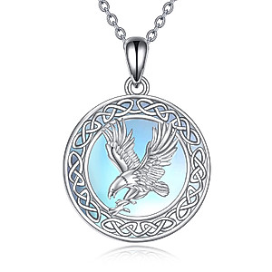 LUHE Moonstone Necklace Gifts Sterling Silver Irish Celtic Knot Pendant Necklace Jewelry Month Guardian Animal Necklace for Women Teen Girls Mother Daughter, Sterling Silver, Moonstone