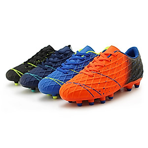 Tobfis Kids Outdoor Firm Ground Soccer Cleats for Training and Competition, Blue PU, 13 M US