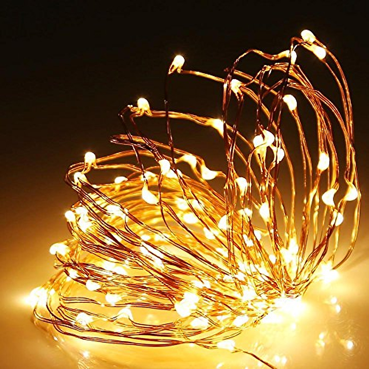 UPOOK Solar String Lights, 100LED Copper Wire Solar Fairy Lights 33Ft 8 Modes Waterproof Outdoor String Lights for Christmas Party Wedding Decoration Patio Garden Yard 2 Pack (Warm White 100LED)