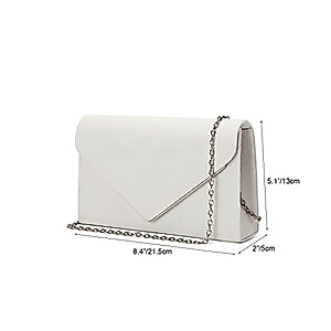 LAM GALLERY Women's Evening Clutch Small Crossbody Purse for Prom Classic Wedding Party Shoulder Bags (Suede White)