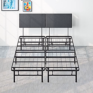 ZINUS SmartBase Mattress Foundation with Upholstered Headboard, 14 Inch Metal Platform Bed Frame, No Box Spring Needed, Sturdy Steel Frame, Adjustable Headboard Height, California King