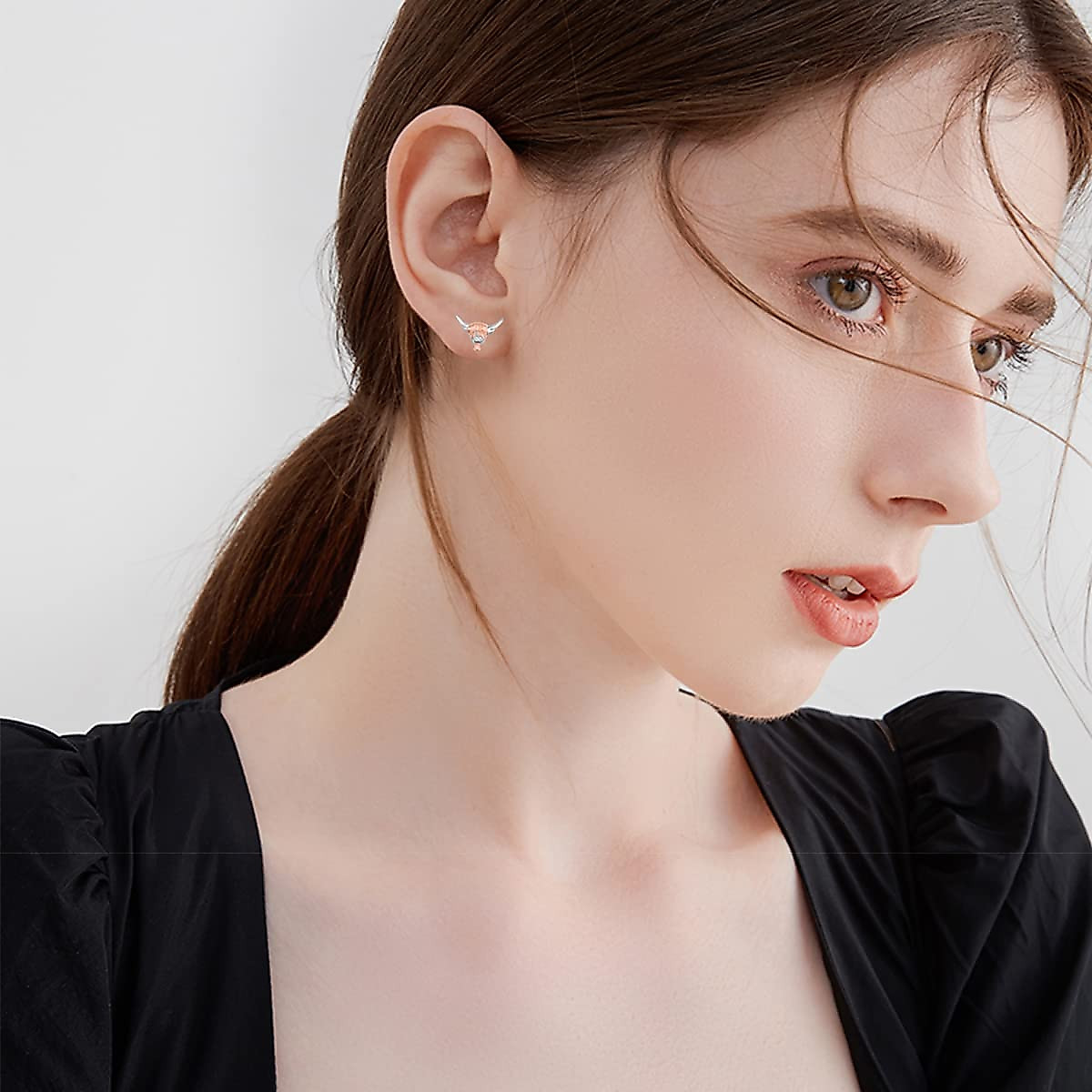 Highland Cow Earrings 925 Sterling Silver Cow Stud Earrings Cute Animal Highland Cow Jewelry for Women Highland Cow Gifts