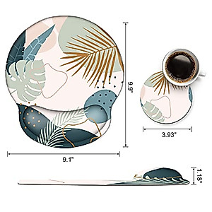 DINKY Ergonomic Mouse Pads, Cute Mouse Pad with Wrist Rest Support Gel, Non-Slip PU Base Mouse Mat with Memory Foam for Home, Office and Gaming, Easy Typing & Pain Relief (Abstract Style Plants)