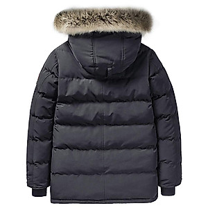 FREDRM Men's Winter Coat Water-Repellent Windproof Fur Hooded Thicken Long Parka Puffer Jacket (gray-1, L)