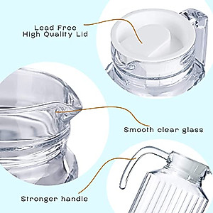 Glass Pitcher - Beverage Serveware and Storage Container for Hot Drink or Cold Drinks. 60oz. Glass Water Fridge Pitcher with Lid, Juice Container, Water Jug, Iced Tea Pitcher or Milk Pitcher Cocktails