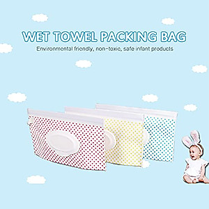 6 Pack Baby Wet Wipe Dispenser, Portable Refillable Wet Pouch Bags Baby Wipe Container, Baby Travel Wipes Holder Carrying Case (Color2)