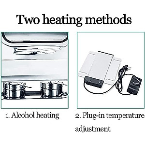 Stainless Steel Chafing Dishes, Electric Food Buffet Warmer, Rectangular Catering Chafer Warmer Set with Removable Warming Trays for Parties and Buffet 9L