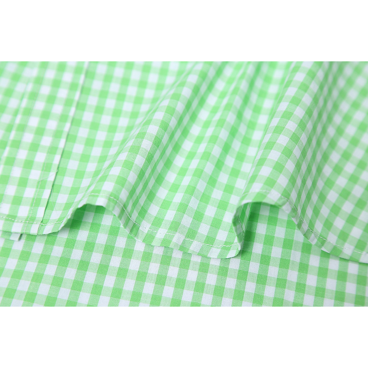 Men Plaid Cotton Casual Slim Fit Long Sleeve Button Down Dress Shirts Light Green