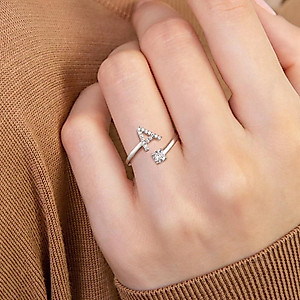 S925 Sterling Silver Initial Rings for Women Girls, Adjustable Initial Rings Cubic Zirconia Stackable Alphabet Letter A Rings for Teen Teenage Girls Teens Birthday Gifts for Daughter Granddaughter