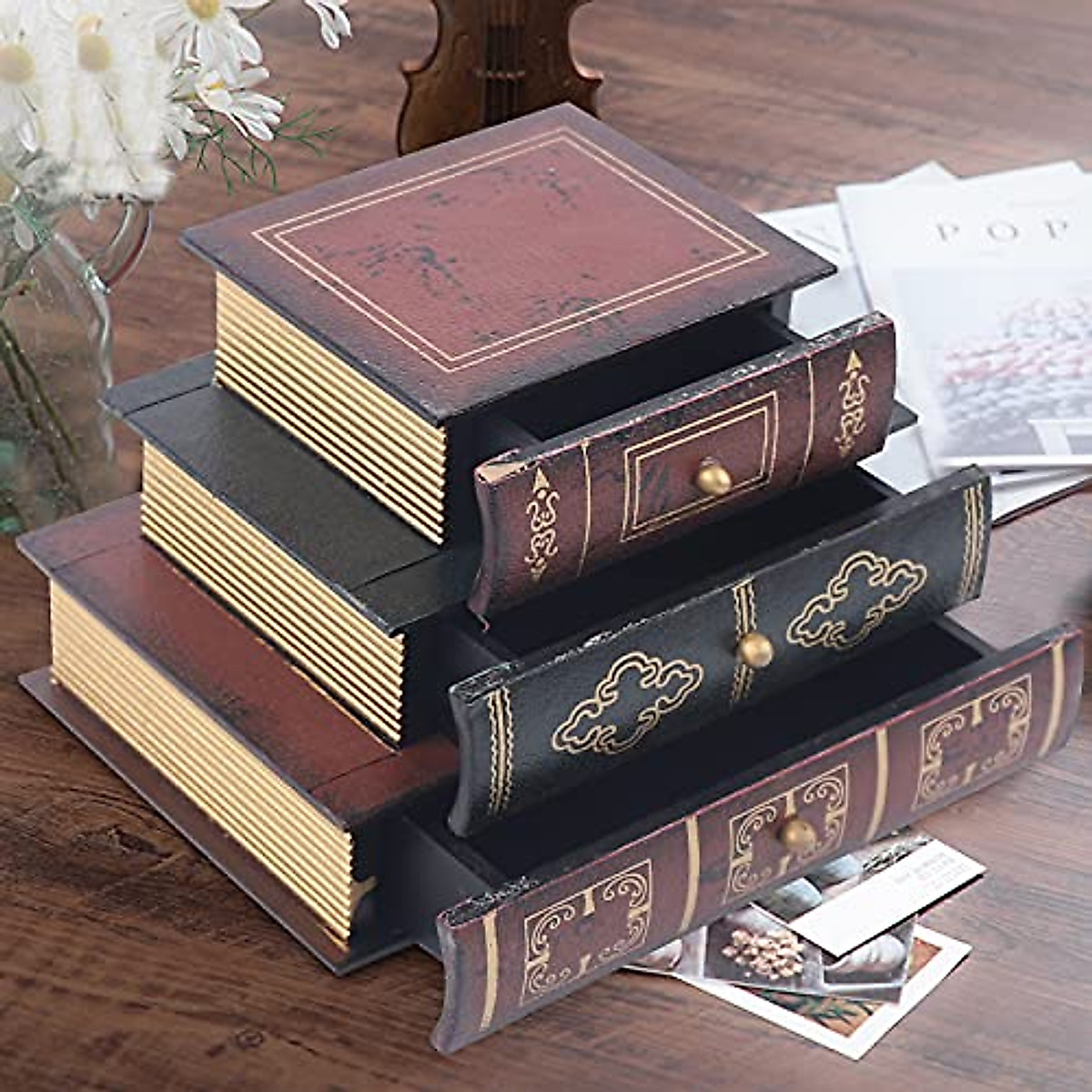 Gdrasuya10 Retro Jewelry Organizer Box Multi-Purpose Jewelry Display Storage Holder Case Desk Organizer for Necklace Earrings Bracelets Rings