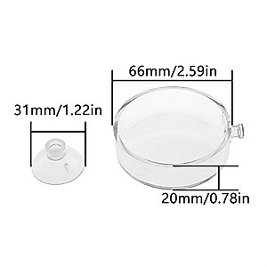 ZRM&E Aquarium Glass Feeder Shrimp Feeding Dish Transparency Acrylic Food Tray Container with Suction Cup Fish Tank Aquascape Decor, 6.5cm