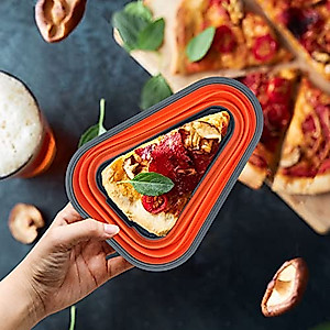 Farisod Pizza Storage Container Expandable,Pizza Container with 5 Microwavable Serving Trays,Adjustable Pizza Slice Container,Easy to Organize Pizza Storage, Saving Space,Microwave Safe (Black)