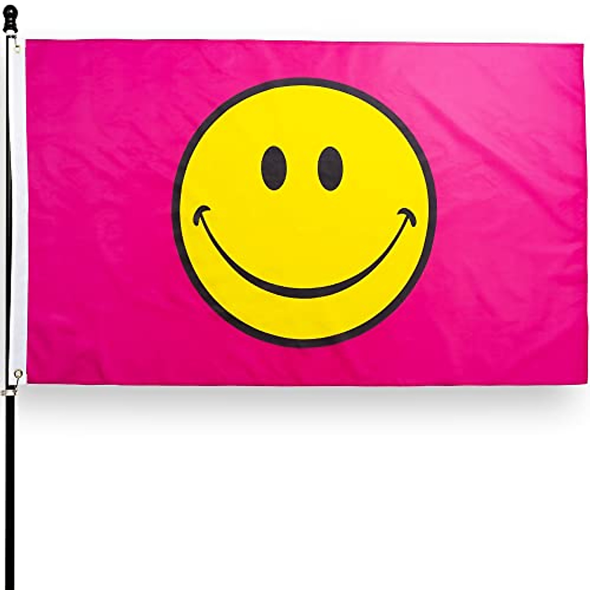 DANF 3x5 FT Pink Happy Face Flag Smile Flags Banner with Two Brass ...
