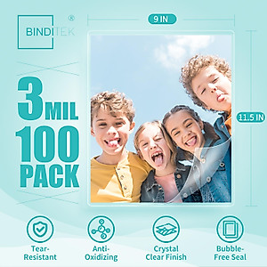 Binditek 100 Pack Thermal Laminating Pouches,3mil Laminating Sheets,9x11.5 Inches, Letter Size , Clear,HeatSeal