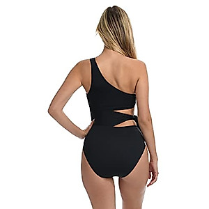 La Blanca Womens Island Goddess Shoulder One Piece Swimsuit, Black, 8 US