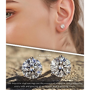 "STUNNING FLAME" 14K Gold Post & Sterling Silver Round Cut Cubic-Zirconia Stud Earrings | Hypoallergenic & Nickle Free Jewelry (white-gold-and-sterling-silver,1.5)