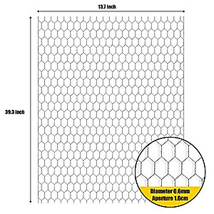 BSTWM Chicken Wire Net for Craft Projects,3 Sheets Lightweight Galvanized Hexagonal Wire 13.7 Inches x 40 Inches x 0.63 Inch Mesh,with 1 Mini Wire Cutting Pliers-10 Feet(3 Sheets)